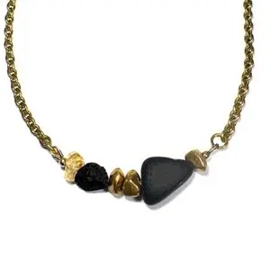 Rachel Nathan Black / Gold / Yellow Meridian: Black Aqua Stone & Citrine Necklace - Black/gold/yellow