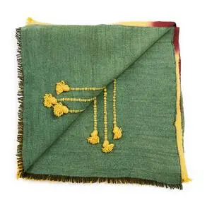 STUDIO VARIOUSLY Handwoven Textured Avocado Merino Wool Throw Blanket - Green