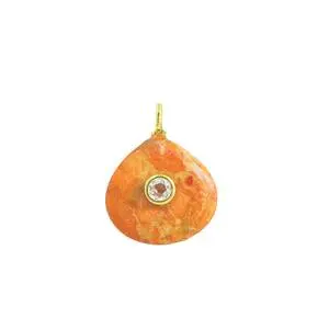 KAMARIA Coral Gemstone Pendant With Topaz