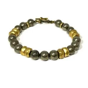Rachel Nathan Narrow: Pyrite & Rondelles Bracelet - Gold