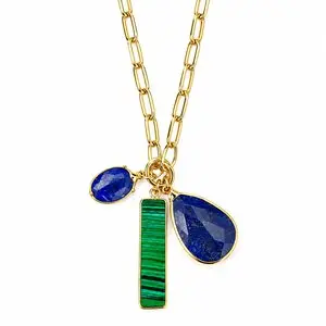 Persia Donà Jewelry Trio Gemstone Pendant Necklace - Gold