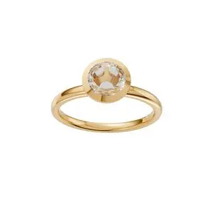 AYA FINE JEWELRY Rose Cut Round Lab Diamond Bezel Solitaire Ring In 14k Gold - Yellow