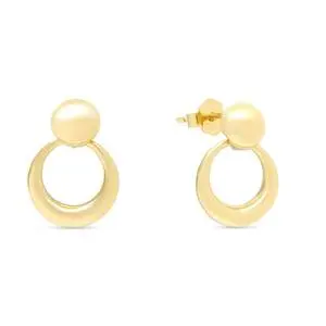 ESTERAH Sculptural Drop Earrings With Polished Finish - Gold