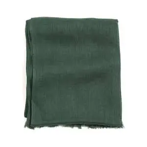 STUDIO VARIOUSLY Moss Dark Soft Linen Silk Handwoven Artisanal Scarf - Green