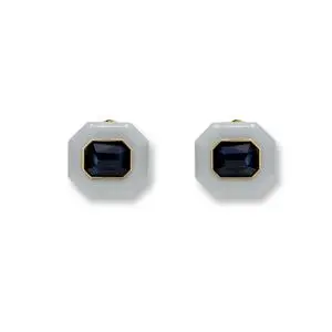 MICHAEL NASH JEWELRY Lena Aqua Resin And Sapphire Crystal Octagon Earrings - Blue