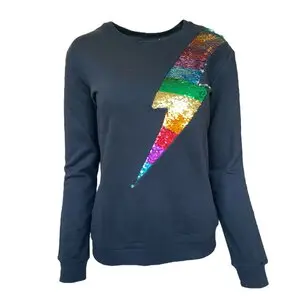 ANY OLD IRON Rainbow Reversible Sequin Lightning Sweatshirt
