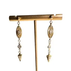 Rachel Nathan Post: Eye Nouveau & Art Deco Drop Earrings - Gold