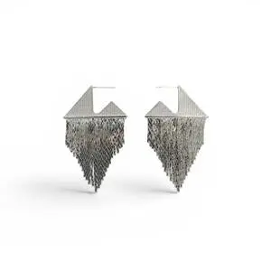 MISS CECILIA Vega Fringe Earrings - Silver