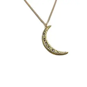 Rachel Nathan Crystal Crescent Moon Necklace - Gold