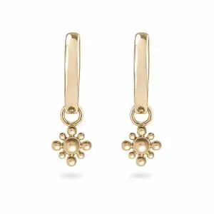 ZOHREH Beaded Flower Hoop Earrings 9k - Gold