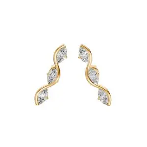 AYA FINE JEWELRY Marquise Lab Diamond Climber Earrings In 14k Gold - Yellow