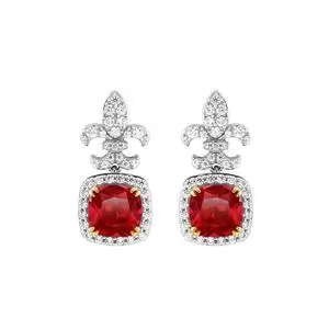 Arte Madrid Casa Real Fleur-de-lis Earrings - Red