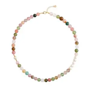 SEREE Summer Beaded Agate And Pearl Choker Necklace - Yellow