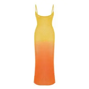 PCFG Solar Reflections Ombre Crochet Maxi Dress - Yellow