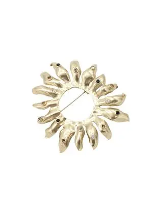 SITA NEVADO Brass Sun Brooch With Multicolored Crystals