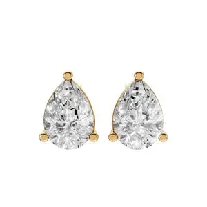 AYA FINE JEWELRY Pear Shaped Lab Diamond Solitaire Stud Earrings In Solid 14k Gold - Yellow