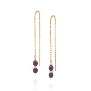 NELLOU JEWELLERY Ellen Peacock Pearl Drop Earrings In Plated Sterling Silver - Gold