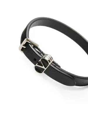 Valentino Garavani Ovalette Calfskin Bracelet With Vlogo Signature