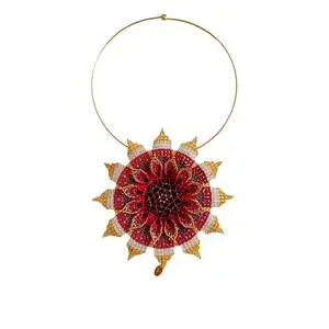 ILIANA ARRAZOLA Beaded Choker With Gold-plated Bronze And Pewter Elements - Red/gold