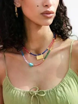 OTTOMAN HANDS Arden Evil Eye Gemstone Beaded Necklace