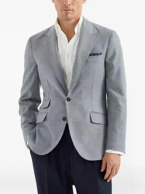 Brunello Cucinelli Cashmere And Silk Houndstooth Flannel Deconstructed Cavallo Blazer