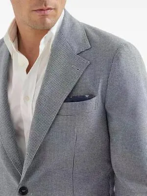 Brunello Cucinelli Cashmere And Silk Houndstooth Flannel Deconstructed Cavallo Blazer