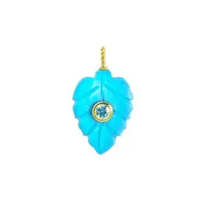 KAMARIA Turquoise Howlite Gemstone Pendant With Topaz Leaf - Blue
