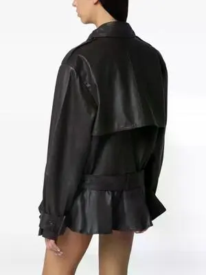 ROTATE BY BIRGER CHRISTENSEN Biker Leather Jacket Dark