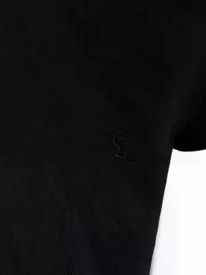 Saint Laurent Cassandre Embroidered T-shirt - Black