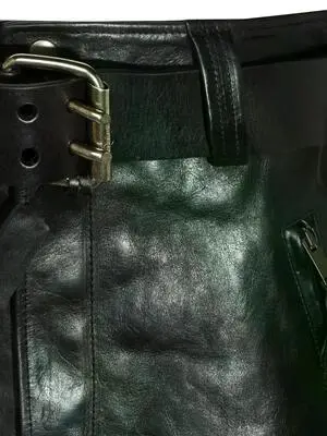 Saint Laurent Belted Leather Midi Skirt