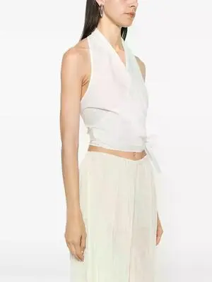 ST. AGNI Pinstripe Wrap Top