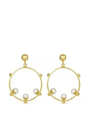 OTTOMAN HANDS Pearl Aristea Embellished Hoop Earrings - Gold