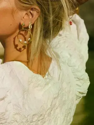 OTTOMAN HANDS Pearl Aristea Embellished Hoop Earrings