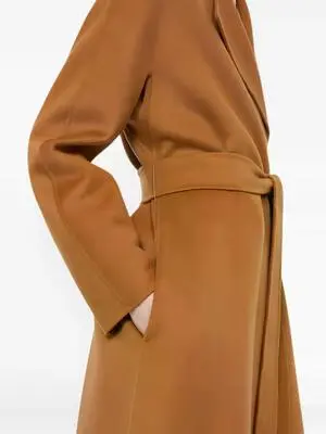 Max Mara Wool, Cashmere And Silk Long Wrap Coat Caramel - Brown
