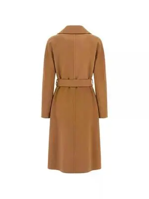Max Mara Wool, Cashmere And Silk Long Wrap Coat Caramel