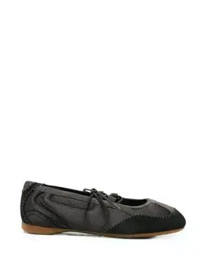 DIESEL® Lace-up Panelled Ballet Flats - Black