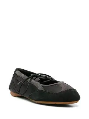 DIESEL® Lace-up Panelled Ballet Flats