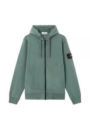 Stone Island 6100061 Organic Cotton Fleece Hooded Sweatshirt - Green