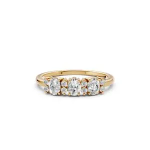 AYA FINE JEWELRY Three Stone Oval Lab Grown Diamond Ring In 14k Gold