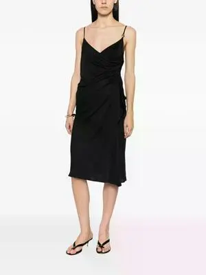 Versace Draped Ruffled Midi Dress