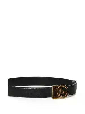 Dolce & Gabbana Dg Logo Leather Belt - Black