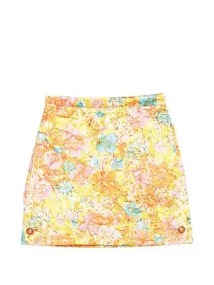 Versace Floral Print Mini Skirt - Yellow