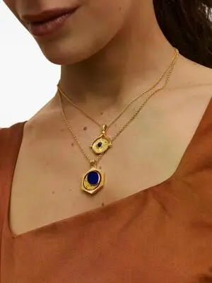 OTTOMAN HANDS Lapis Moon Rotating Pendant Necklace - Gold