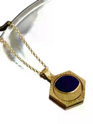 OTTOMAN HANDS Lapis Moon Rotating Pendant Necklace