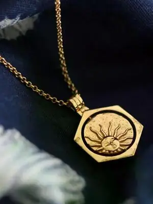 OTTOMAN HANDS Lapis Moon Rotating Pendant Necklace