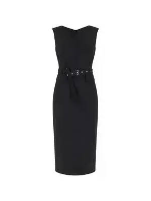 Pinko Belted Midi Sheath Dress - Black
