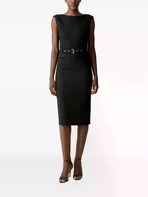 Pinko Belted Midi Sheath Dress - Black