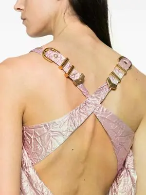 Versace Crinkled Buckle-straps Gown