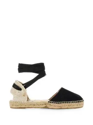 Manebí Ankle-tie Flat Espadrilles - Black