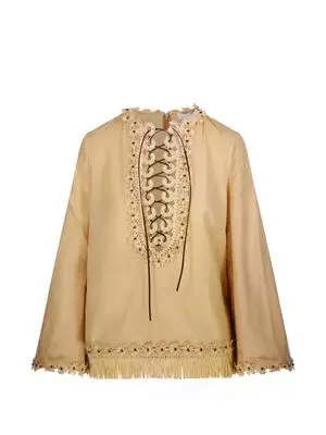 Zimmermann Mahon Lace-up Tunic Top - Neutrals